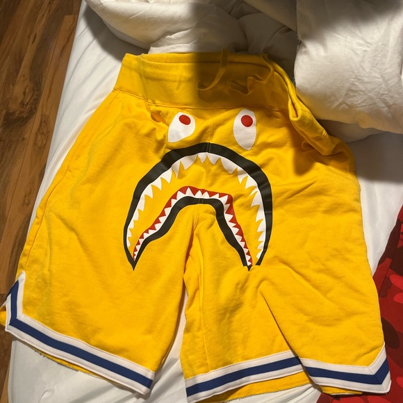 Shorts | Bape Shark Shorts Yellow Mint Condition | Poshmark